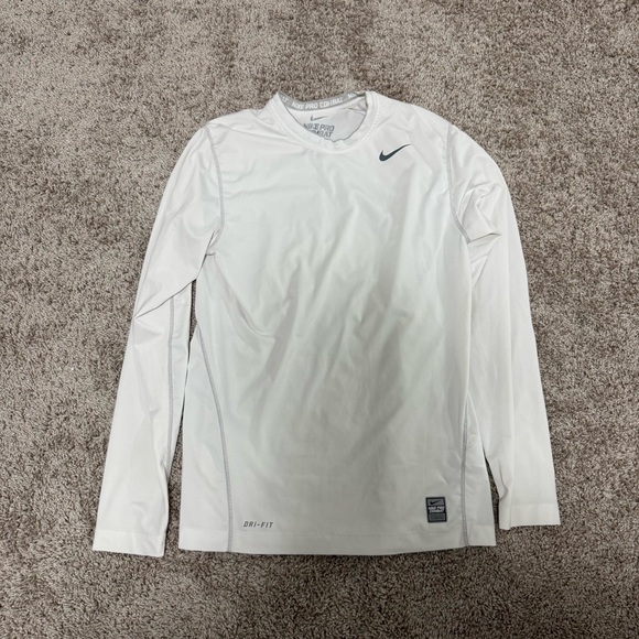 Nike | Shirts | Nike Pro Combat Long Sleeve Compression Top Shirt White ...